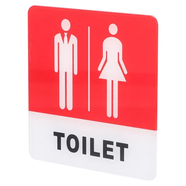TOILET SIGN ADHESIVE Unisex Restroom Acrylic Toilet Sign Unisex Toilet ...