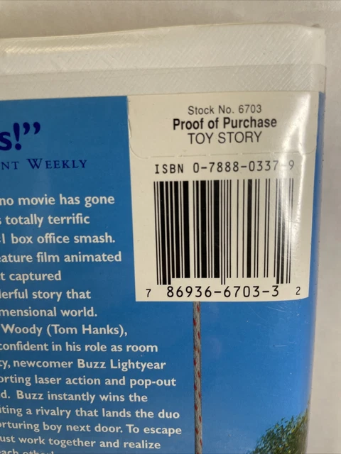 TOY STORY VHS Disney Pixar clamshell Tape ISBN 0-7888-0337-9 £7.96 ...