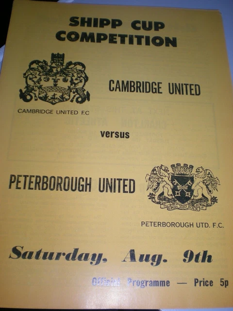 CAMBRIDGE UNITED V PETERBOROUGH UNITED,9th AUGUST 1975, SHIPP CUP,MINT ...