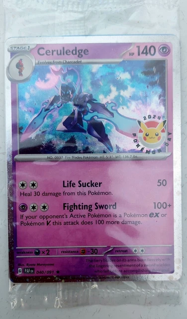 SEALED PALDEAN FATES "Pokemon Day 2024" Stamped Ceruledge Promo Card ...