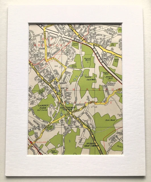 ANTIQUE 1960S LONDON Map - Mounted - CHISLEHURST, FOXBURY, KENT £9.99 ...