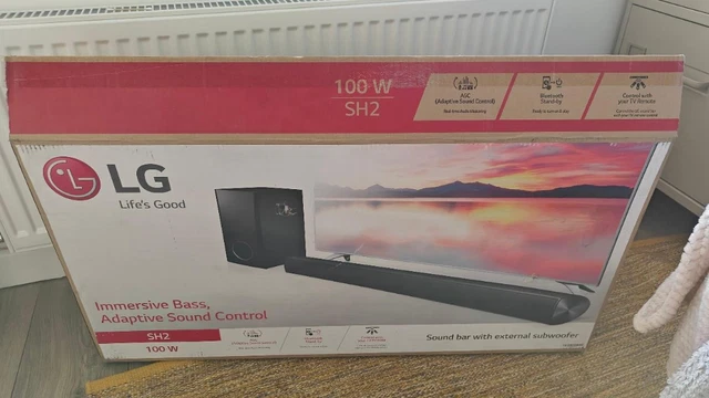 LG SH2 2.1 Wireless Sound Bar with A Wired Subwoofer Black - Boxed with ...