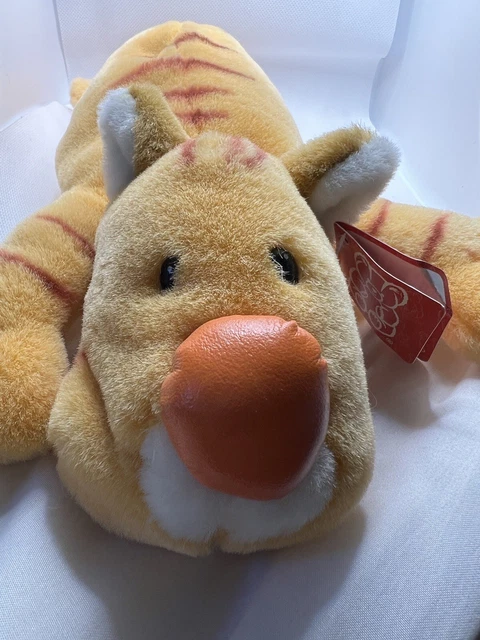 RARE FIESTA 14” lying plush cat Orange tabby, named “Allie the cat” $18 ...