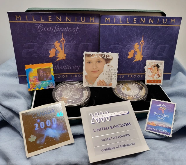 YEAR 2000 SOLID Gold Silver Coin Millennium Royal Mint Queen Sterling ...