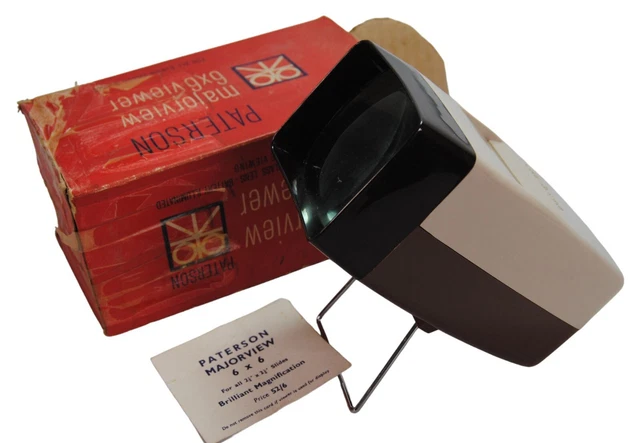 VINTAGE BOXED PATERSON Majorview slide viewer 6x6cm / 2 1/4" slides £15 ...