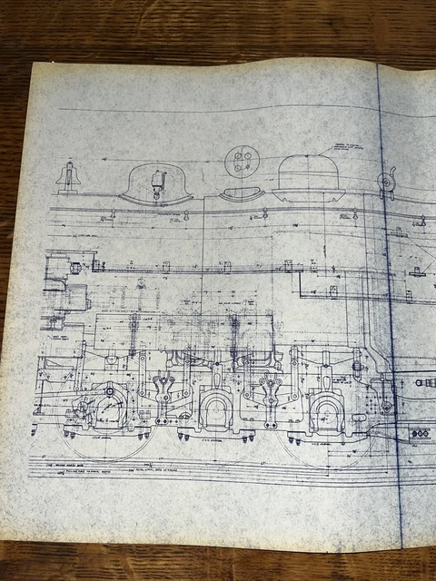 ORIGINAL VINTAGE RAILROAD Locomotive Train Blueprint Diagram Drawing 17 ...