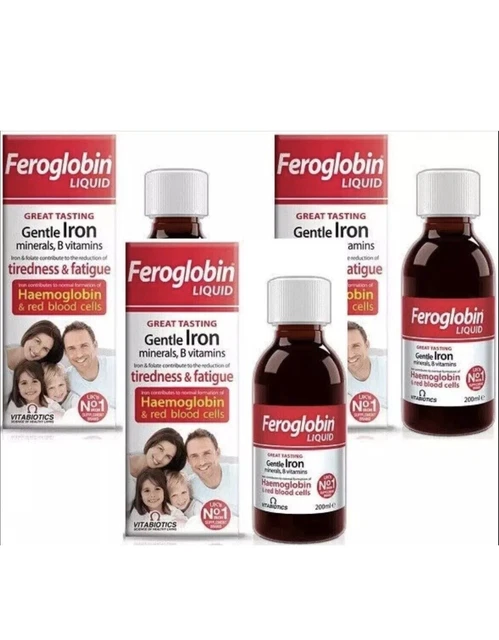 3 PACKS VITABIOTICS Feroglobin B12 Liquid Iron, 200ml EXP 01/25 ...