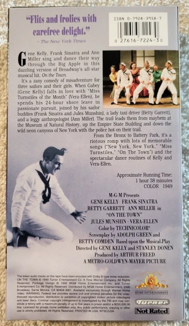 ON THE TOWN VHS 1998 (1949) MGM Musical Frank Sinatra Gene Kelly Betty ...