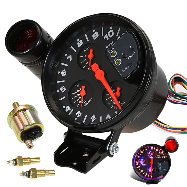 5& CAR RACING RPM Tachometer Water Oil Temperature Gauge Oil Pressure ...