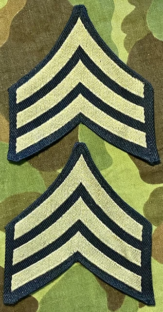 PAIR OF WWII original woven US Army Sergeant Chevrons SGT Rank Stripes ...