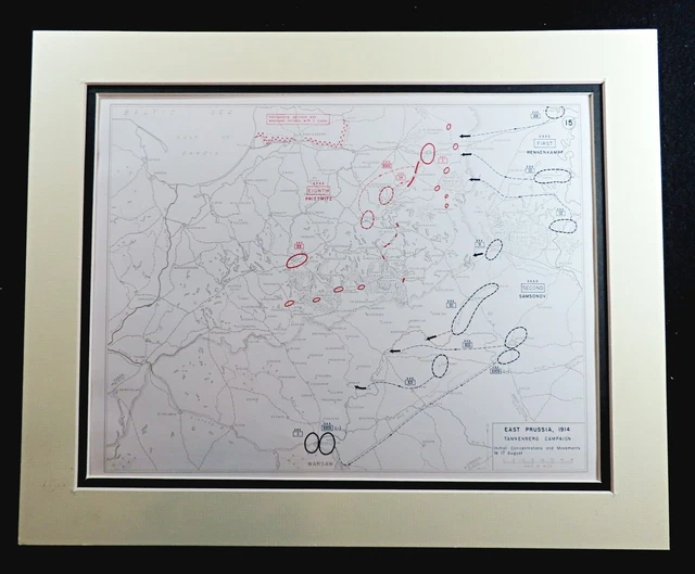 WW1 MILITARY MAP Battle of Tannenberg East Prussia 1914 Allied Forces ...