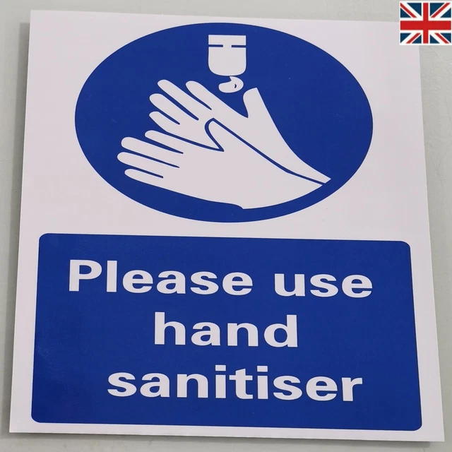 SANITISER SIGN PLEASE Use Sanitizer Stickers Sanitising Station Poster ...