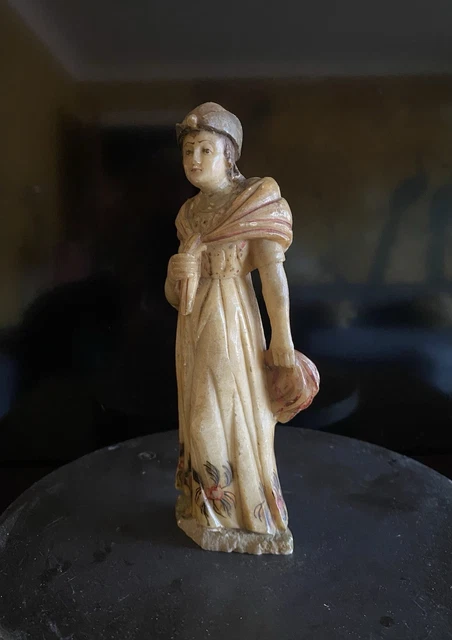 16TH CENTURY ITALIAN Or French Alabaster Figure with Polychrome ...