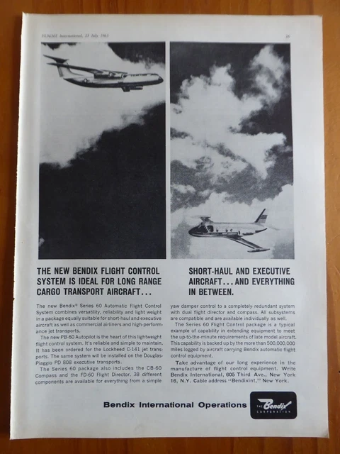 7/1963 PUB BENDIX Automatic Flight Control System Pd-808 C-141 Original ...