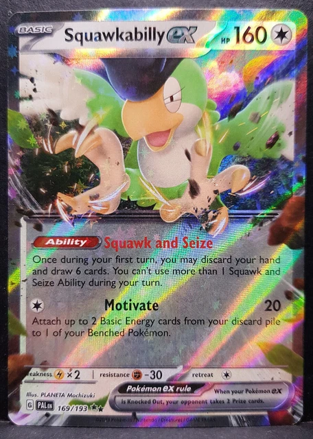 SQUAWKABILLY EX 169/193 Paldea Evolved Double Rare Pokémon Pokemon Card ...