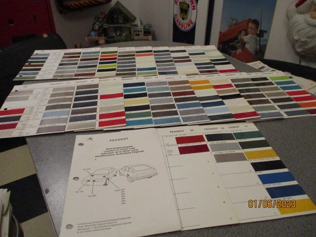 PAINT COLOR REFERENCE Sample Paint Chips Peugeot 66/To 88 Glasurit ...