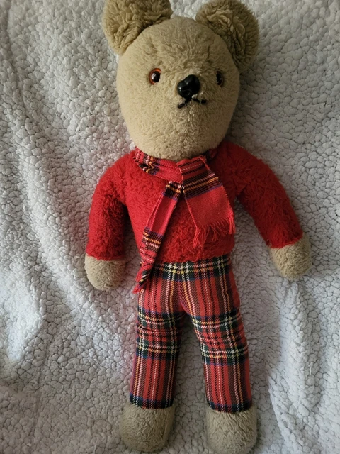 RUPERT THE VINTAGE teddy bear 1960s/1950s in a delightful tartan outfit ...