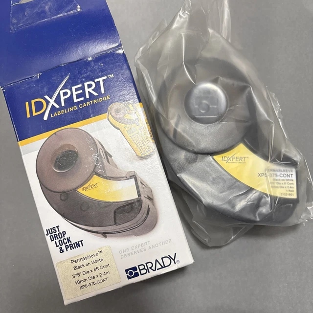 NOS SEALED BRADY IDXPERT Labeling Cartridge Permasleeve Black White XPS ...