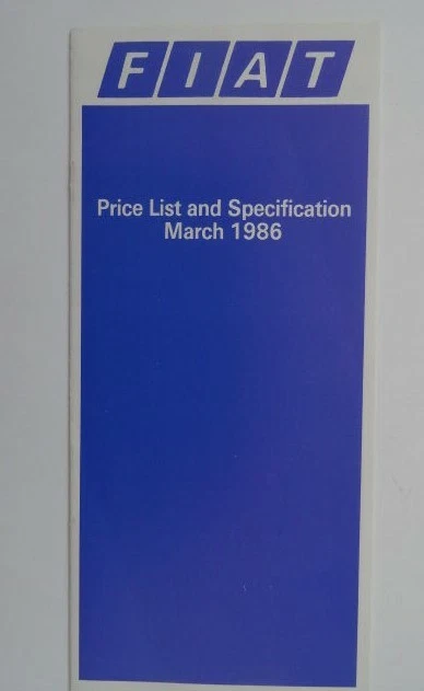 FIAT PRICE LIST 1986 -126,Panda,Uno,Turbo,Strada,Abarth TC, Regata ...