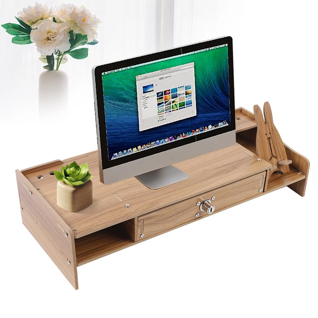 DESKTOP MONITOR RISER Stand with Drawer Desk Organizer Stand for Laptop ...