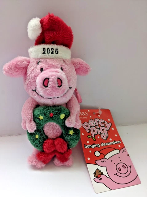 PERCY PIG M&S 2025 Xmas Christmas Tree Hanging Decoration Plush £12.93 ...