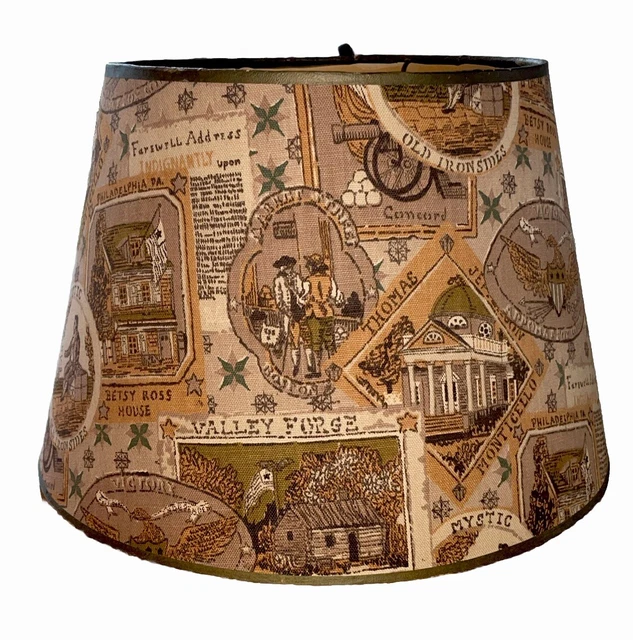 VINTAGE 1950'S-60'S MID-CENTURY Americana Lampshade Colonial Revolution ...