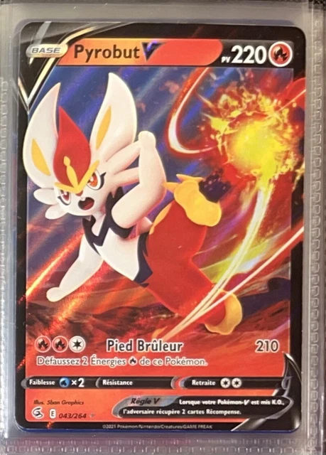 CARTE POKÉMON PYROBUT V 043/264 EB08 Epée & Bouclier Poing de Fusion FR ...
