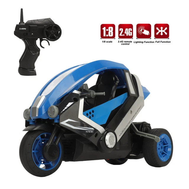 (BLUE)1:8 2.4G REMOTE Control Stunt Motorcycle 360 Degree Rotating ...