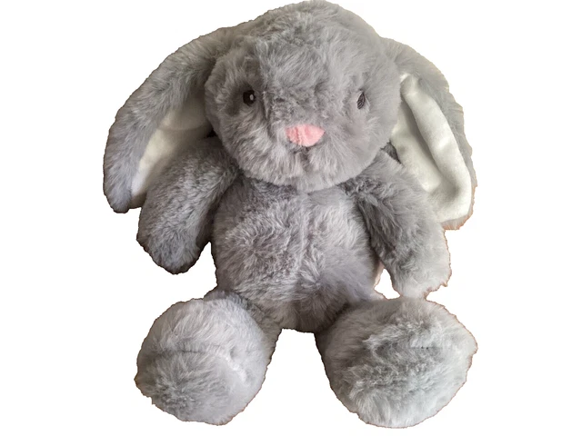 MORRISONS GREY EASTER Bunny Rabbit Soft Toy Comforter White Ears 30cm ...
