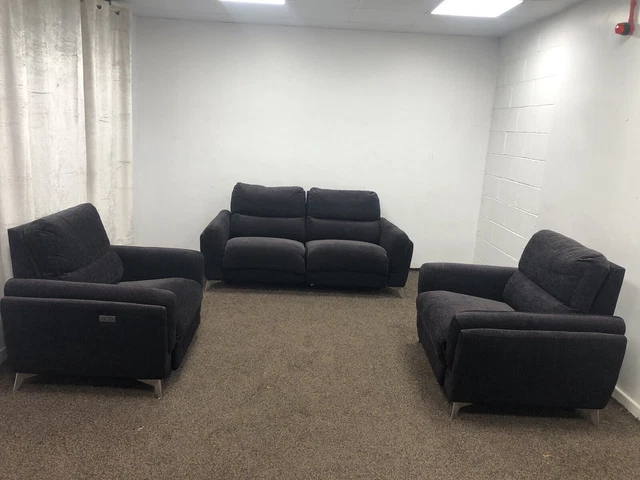 DFS HIKE 2+1+1 Seater Sofa Set Electric Usb Recliner Fabric Charcoal ...