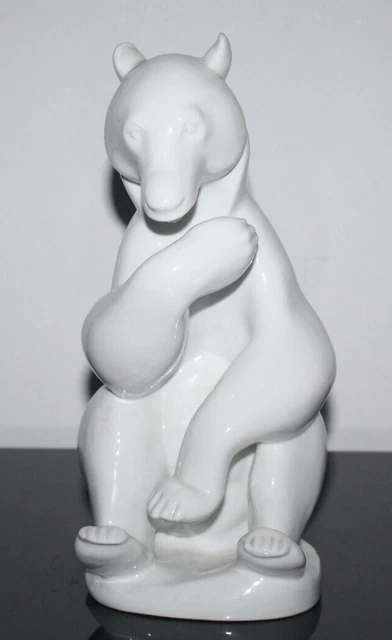 PORZELLAN, FIGUR, ROSENTHAL, Bär, Richard Scheibe, weiß, groß, selten ...