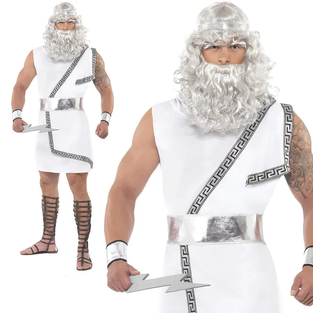ZEUS DÉGUISEMENT ANCIEN Grec Romain Toge God Myth Hommes Costume Neuf ...