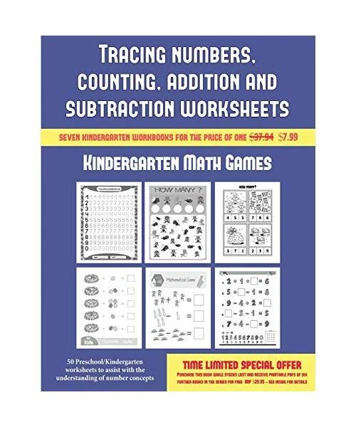 KINDERGARTEN MATH GAMES (Tracing Numbers, Counting, Addition and ...