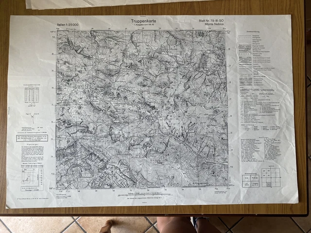 CARTE GÉOGRAPHIQUE TRUPPENKARTE Blatt N.79 Monte Nebius Imprimé 1943 ...