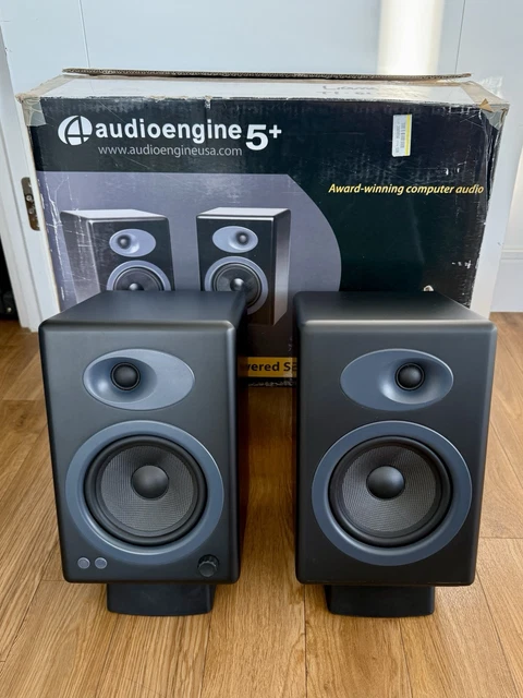 AUDIOENGINE A5+ POWERED Speakers Black w/ D1 USB DAC and Desktop Stands ...