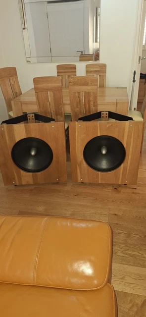 18 INCH SOLID Oak Open Baffle Speakers Pair With Steel adjustable frame ...