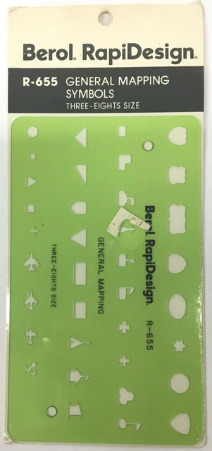 BEROL RAPIDESIGN R-655 Gen Mapping Symbols Template **U.S. orders ship ...