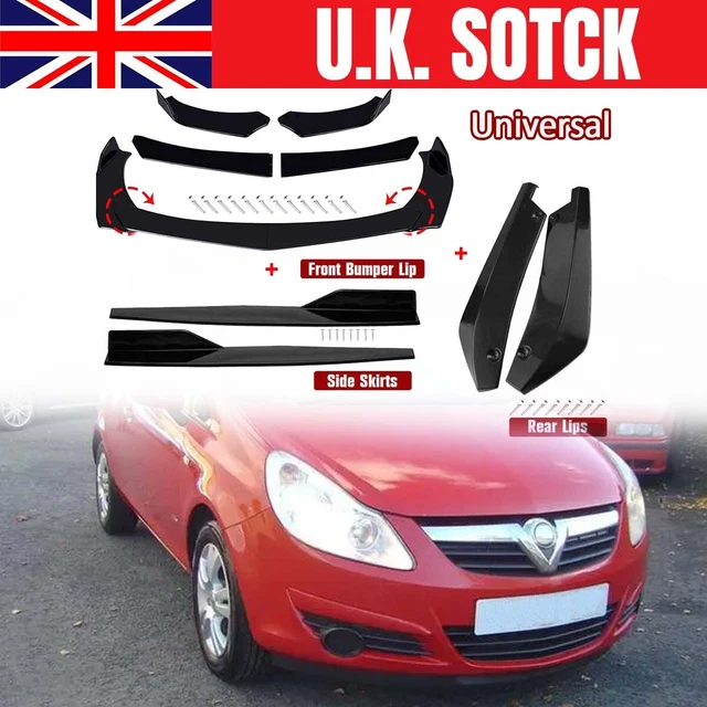 BLACK SIDE SKIRT+REAR Lip+Front Bumper Spoiler Splitter For Vauxhall ...