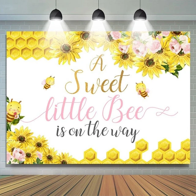 YELLOW AND PINK Flowers Bee Baby Shower Backdrop $35.97 - PicClick AU