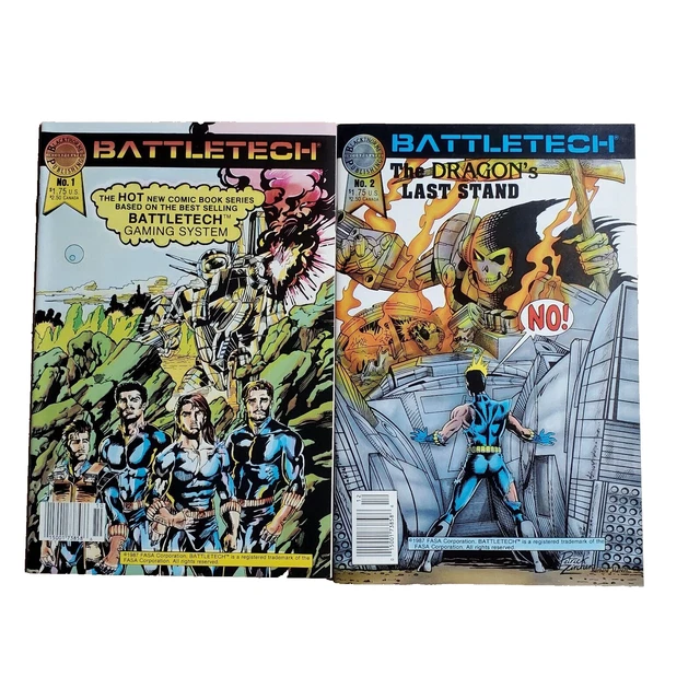 1987 BATTLETECH COMIC Book Set of #1-2 with Technical Blueprints ...