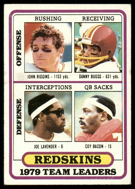 1980 TOPPS JOHN Riggins/Danny Buggs/Joe lavande/Coy Bacon #19 qualité ...