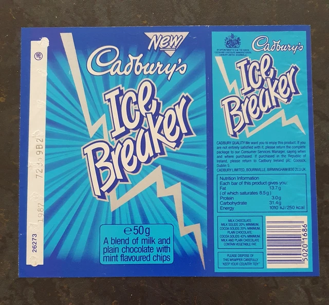 CADBURY'S ICE BREAKER - 1980s Original Chocolate Bar Paper Wrapper ...