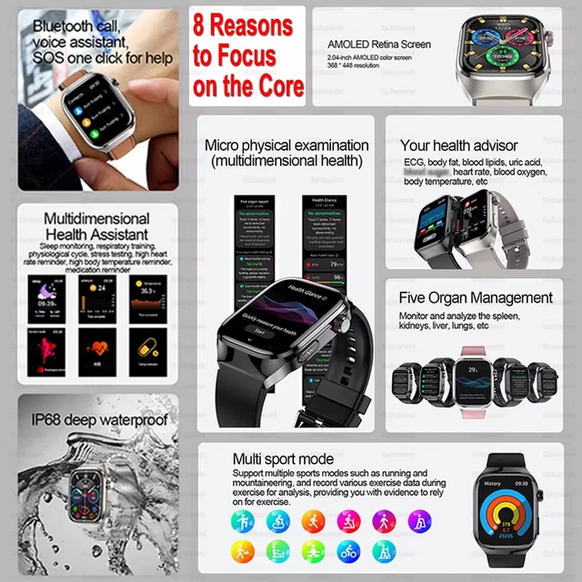 2025 NEW AI Intelligent Diagnosis ECG+PPG Smartwatch Health Protection ...