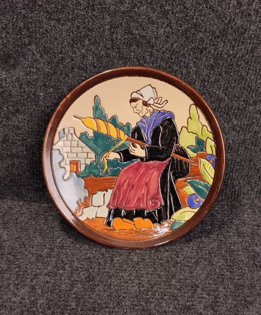 ANCIENNE ASSIETTE BRETONNE Et Quenouille Quimper , Georges Renaud ? EUR ...