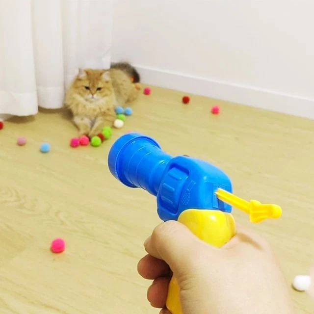 CAT TEASER TOY Indoor Launchers Ball Set Cat Teasing Toy Ball ...