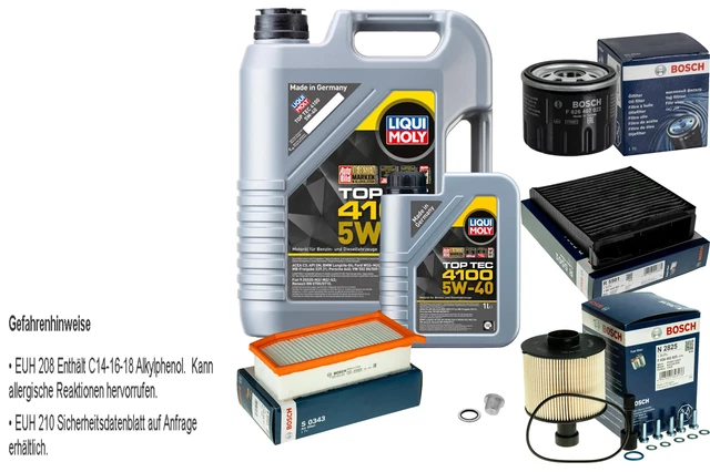 BOSCH INSPECTION SET 6L Liqui Moly Top Tec-4100 5W-40 pour Dacia Duster EUR 128,76 - PicClick FR