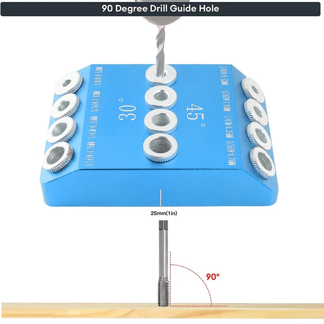 30/45/90 DEGREE WOODWORKING Pocket Hole Jig Drill Guide CNC Hole ...