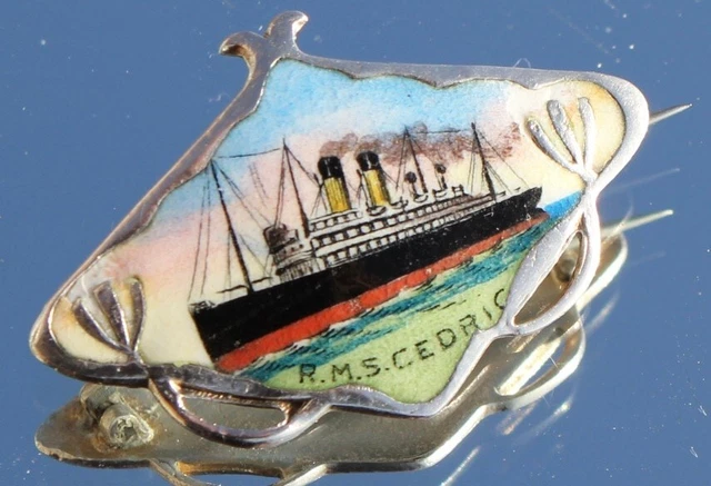 WHITE STAR LINE Rms Cedric Purchased Onboard Hand Painted Silver ...