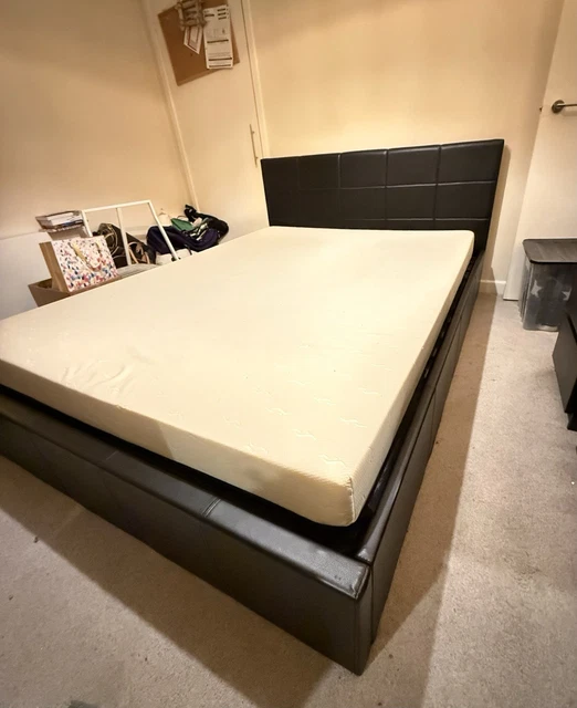 STORAGE OTTOMAN GAS Lift King Size Leather Bed, Optional Memory Foam ...