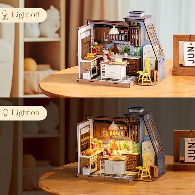 ROLIFE BAKING KITCHEN Dollhouse DIY Miniature DollHouse with LED Kids ...
